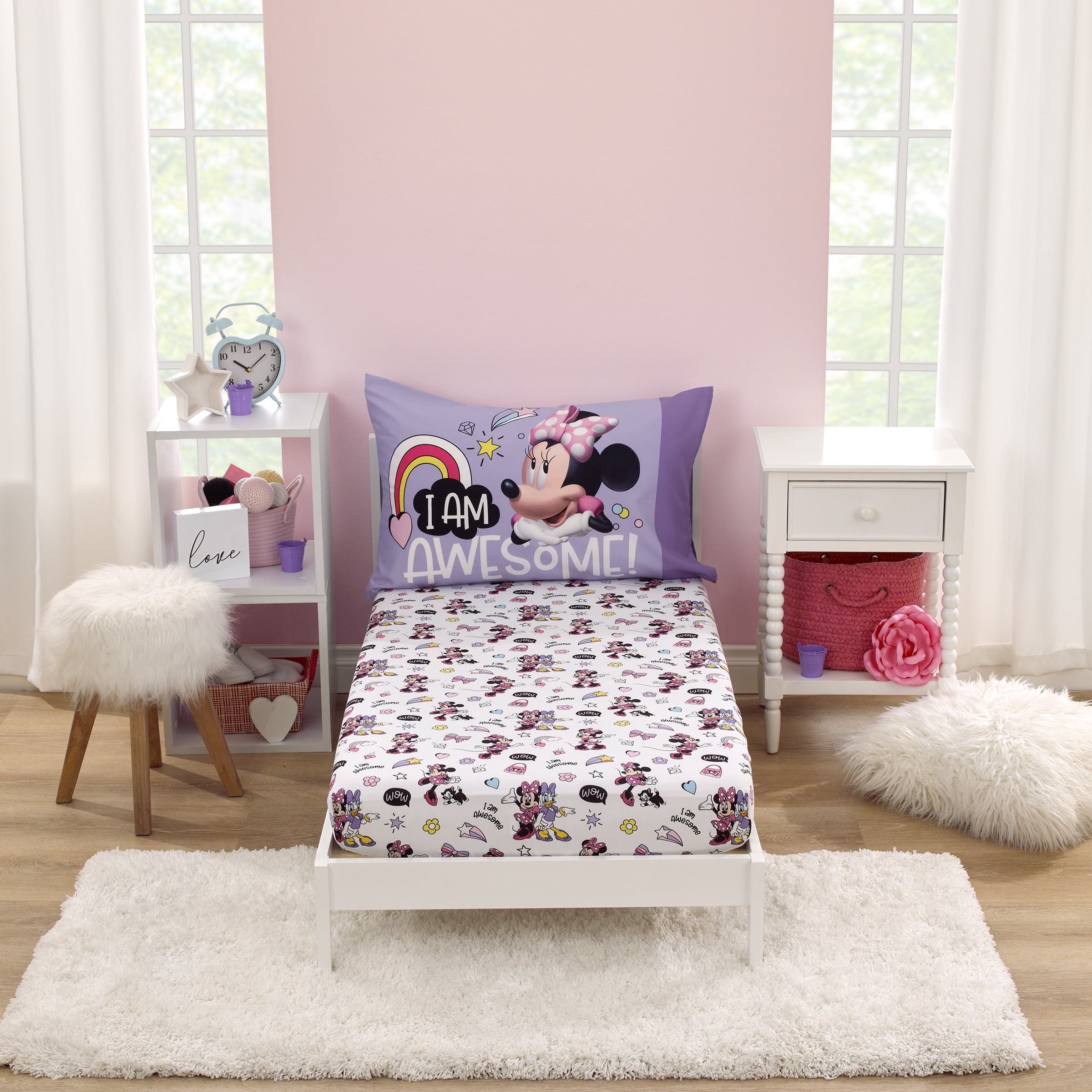 Disney Minnie Mouse I am Awesome 2 Piece Toddler Sheet Set - Walmart.com