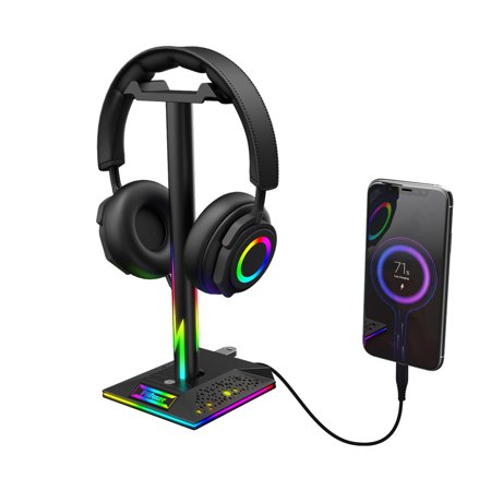 Qianli Headphone Stand, RGB Headset Holder with USB Hub Ports Gaming ...