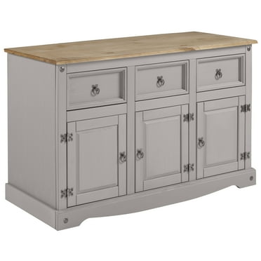 HOMCOM Farmhouse Kitchen Buffet Cabinet with Storage, Dark Grey ...