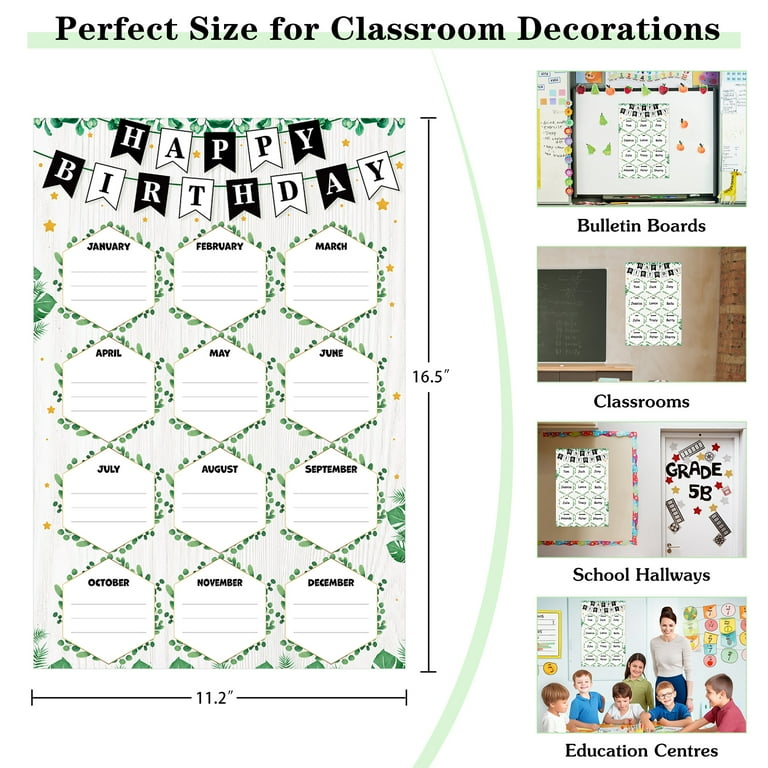 Birthday Bulletin Board Fsaoor Boho Greenery Happy Birthday Chart For ...