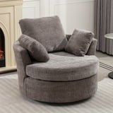 Oversized Round Swivel Chair,360 Degrees Barrel Chair with 3 Pillows ...