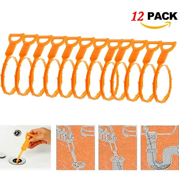 12 Pack Drain Snake Hair Drain Clog Remover Cleaning Tool-Easiest Way ...
