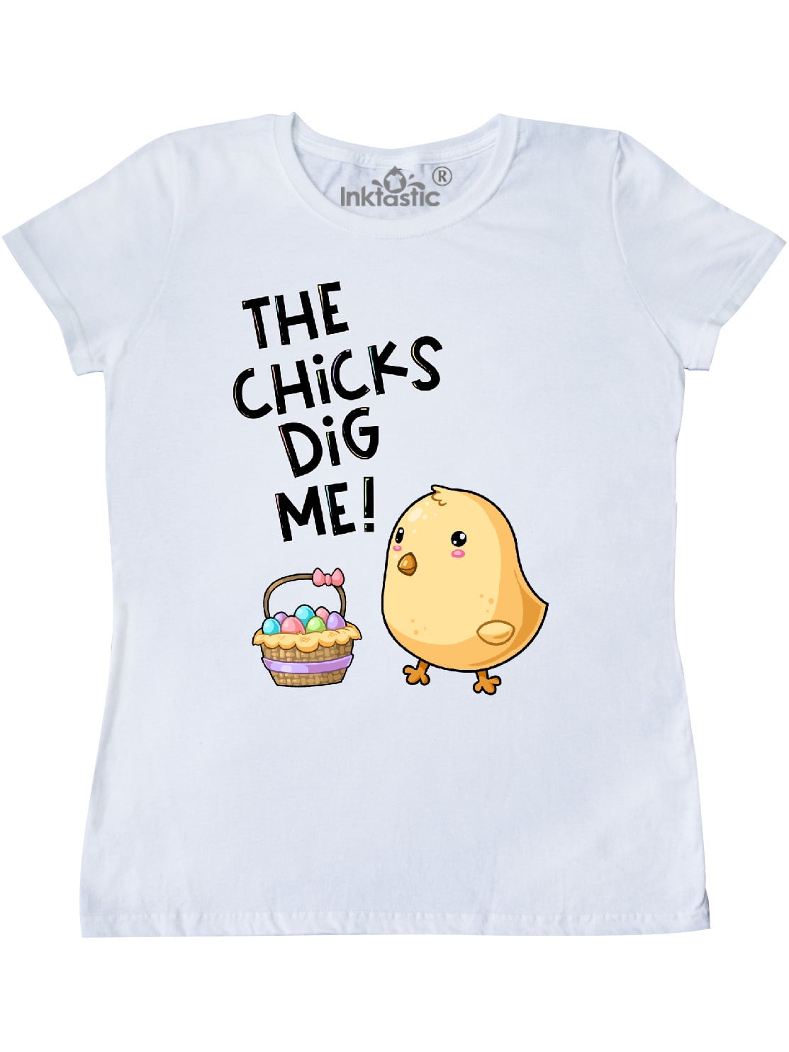 INKtastic - The Chicks Dig Me Easter Baby Chick with Basket and Eggs ...