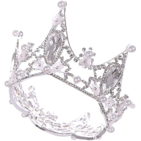 Pearl Crystal Flower Crown Tiara Baroque Style Shining Bridal Crown ...