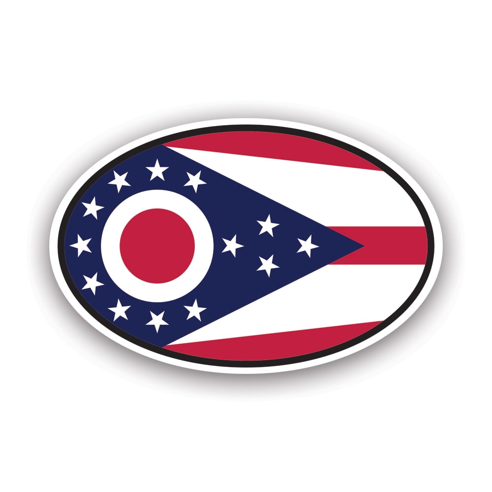 Ohio Flag Oval Sticker Decal - Self Adhesive Vinyl - Weatherproof ...