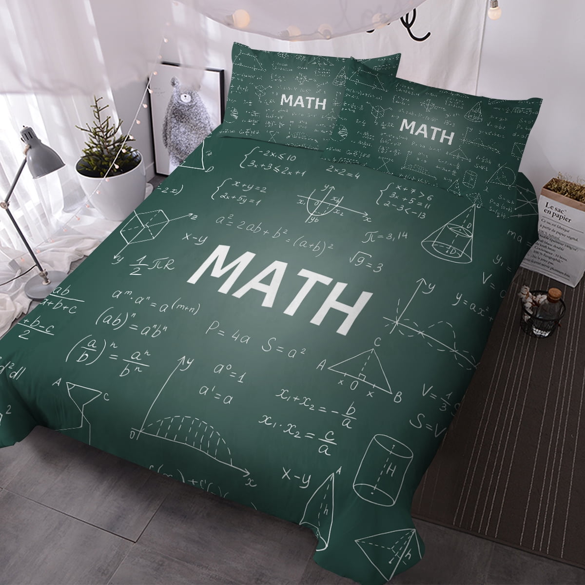 Blessliving Mathematics Formula Green Duvet Cover, 3pcs Twin Size ...