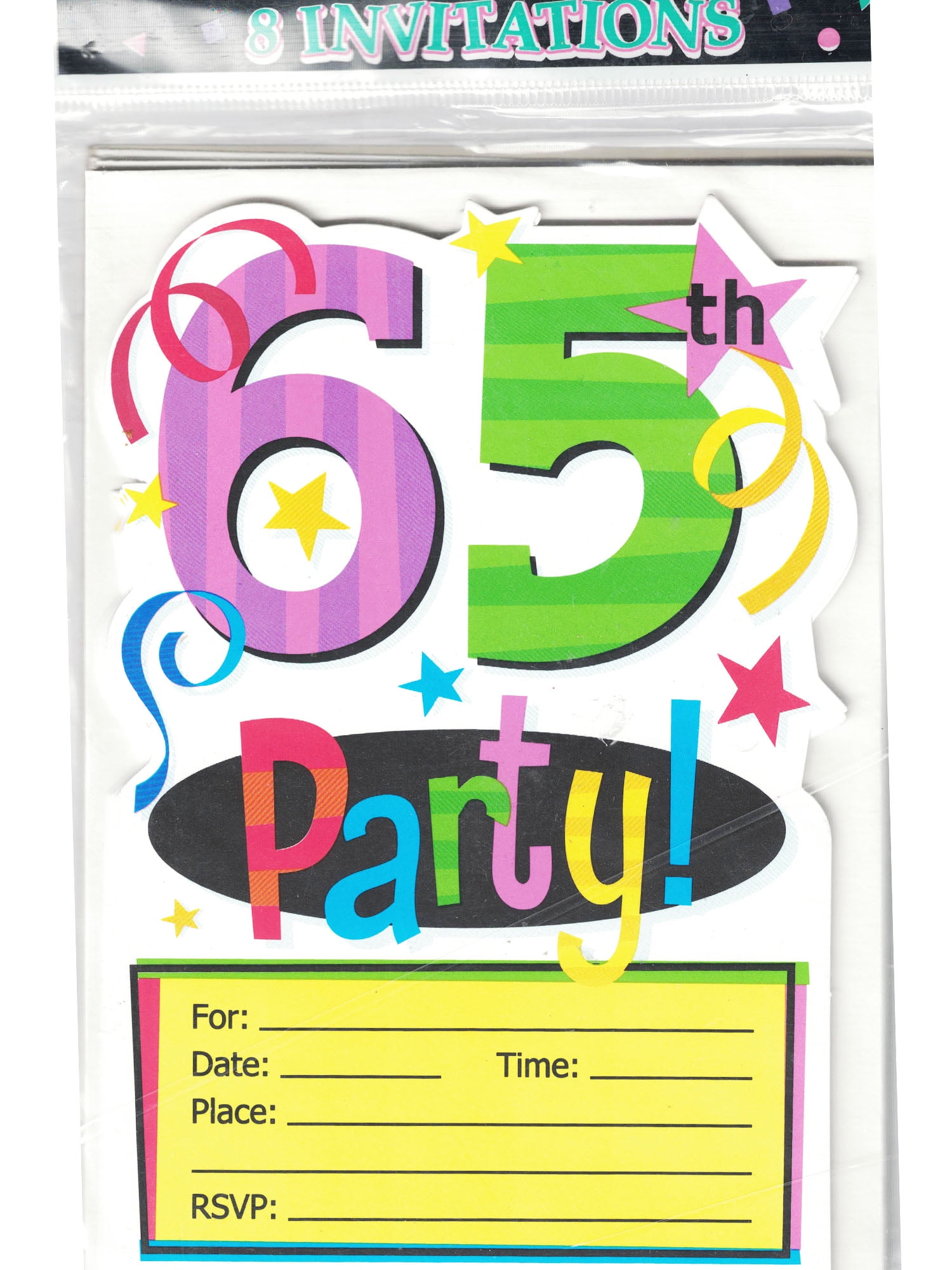 65th Birthday Party Invitations With Envelopes (8ct) - Walmart.com
