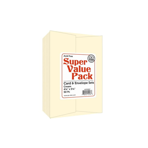 Paper Accents Super Value Cards and Envelopes - 4-1/4" x 5-1/2", Cream ...