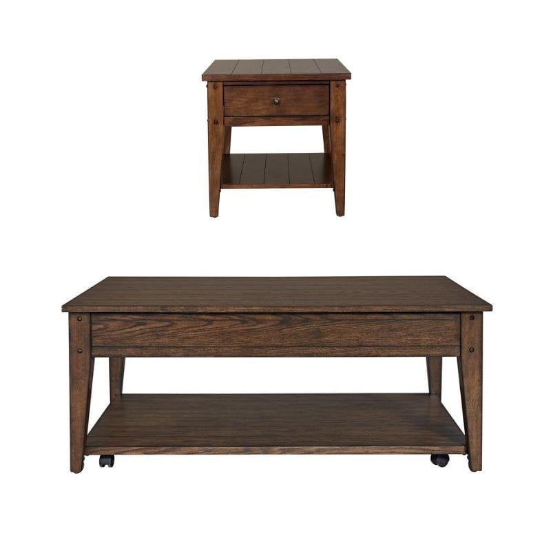 2 Piece Coffee Table and End Table Set in Oak - Walmart.com