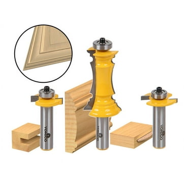 3 Bit Glass Door Router Bit Set - Round-Over Bead - 1/2" Shank - Yonico ...