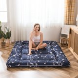 Japanese Navy Floral Queen Size Memory Foam Floor Mattress for Living ...