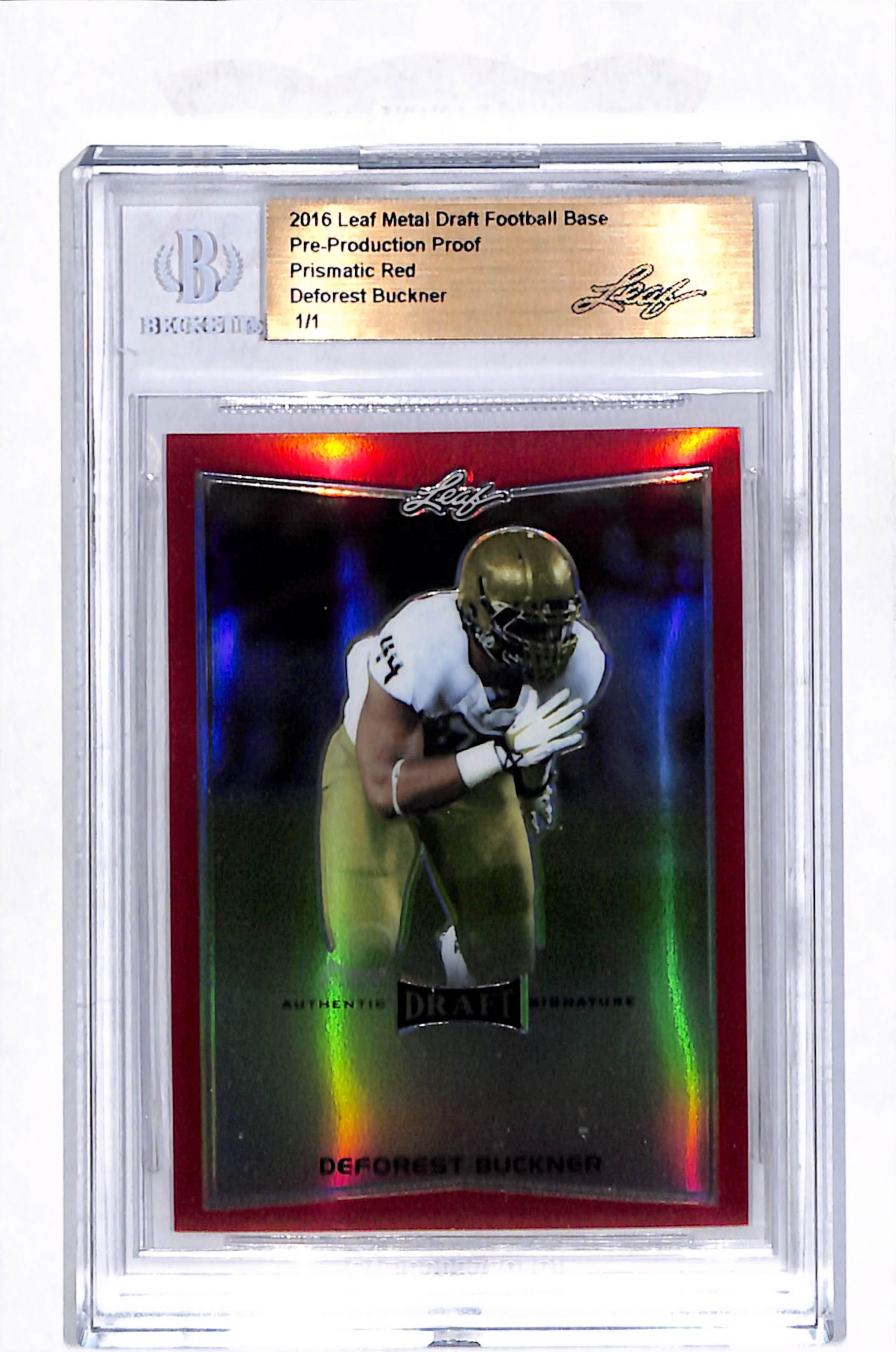 2016 Leaf Metal Draft Football DeForest Buckner Prismatic Red Pre ...
