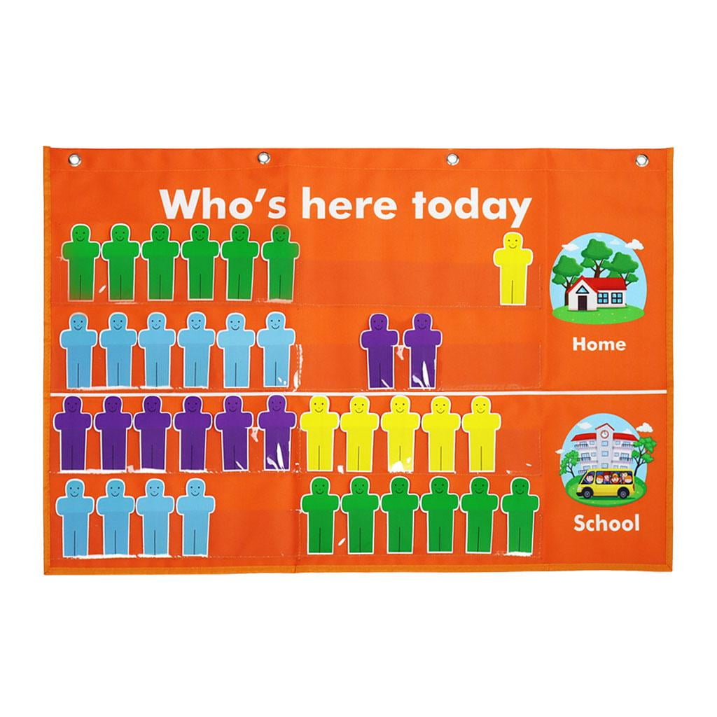 Classroom Attendance Pocket Chart Hanging Bag Student Name Cards with ...