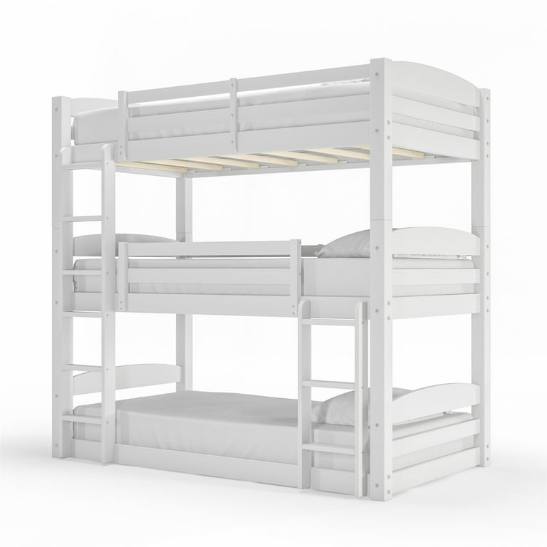 Better Homes Gardens Tristan Kids Convertible Triple Bunk Bed Twin Over Twin Over Twin White Walmart