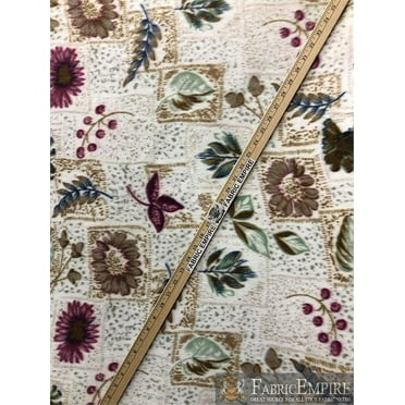 Fleece Printed Fabric Floral Pastel Flowers / 58" Wide / Sold by the ...