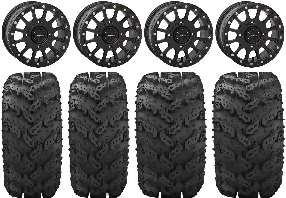 System 3 SB-5 Black 14" Wheels 28" Reptile Tires Can-Am Maverick X3 ...