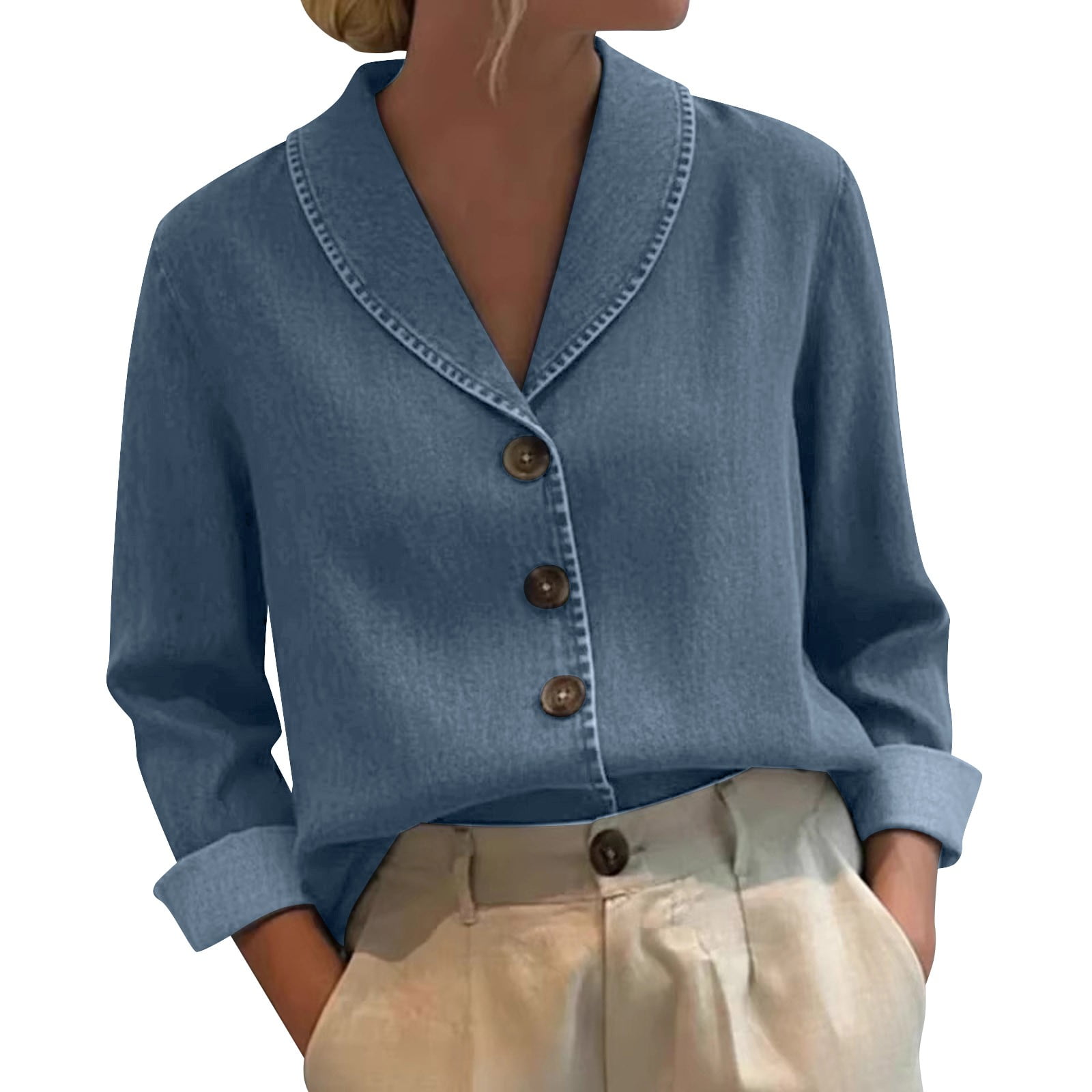 Click here for Yxmi Womens Denim Shirt  Casual Loose Fit Long Sle... prices