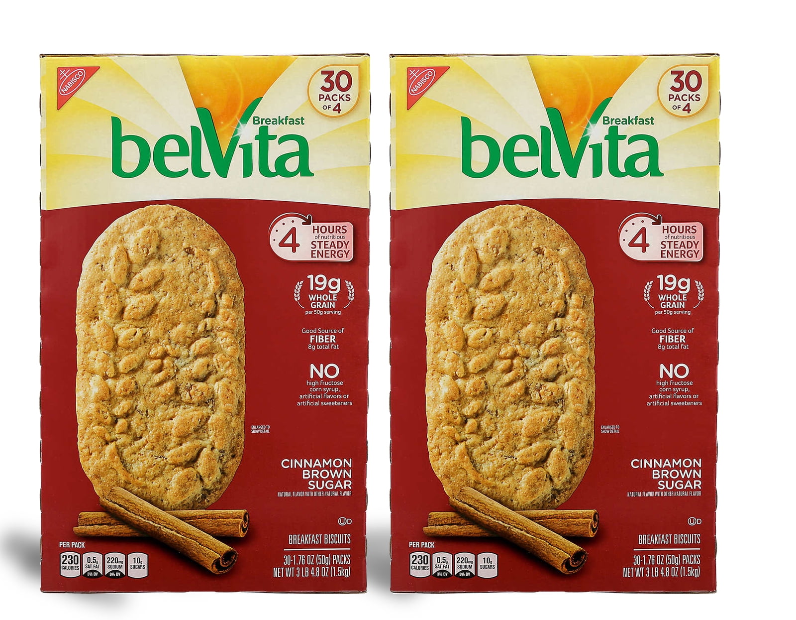 BelVita Breakfast Biscuit, Cinnamon Brown Sugar, 1.76 oz, 30-count - 2 ...