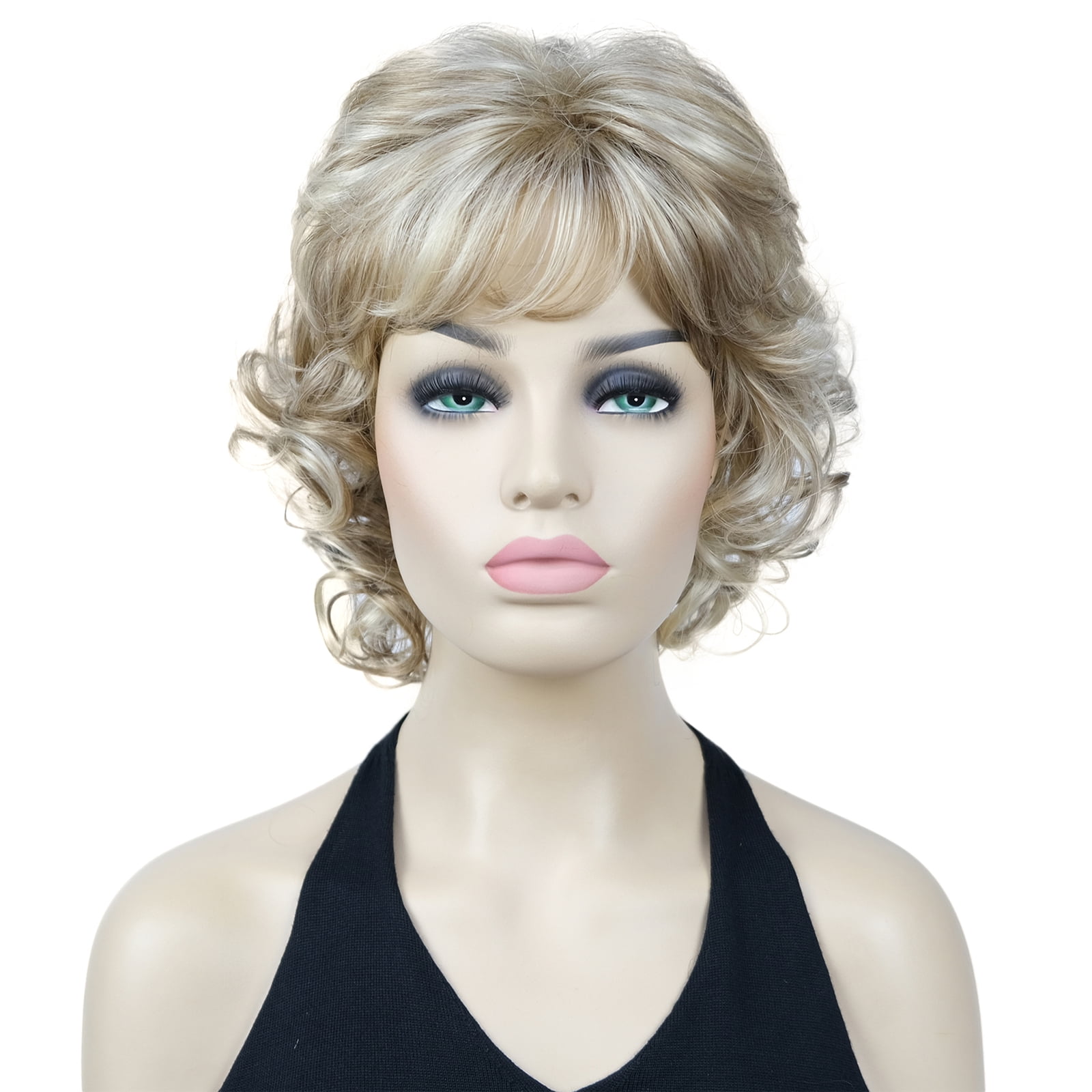 Short Curly Wigs Soft Shaggy Layered Classic Cap Full Synthetic Wigs ...