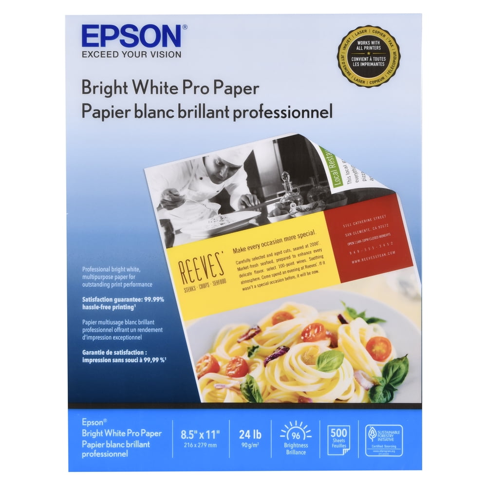 Bright White Paper, 8.5" x 11", 500 sheets - Walmart.com - Walmart.com