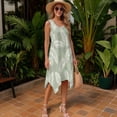 Binienty Sleeveless Sundress with Palm Leaf Pattern, Asymmetric Hem ...