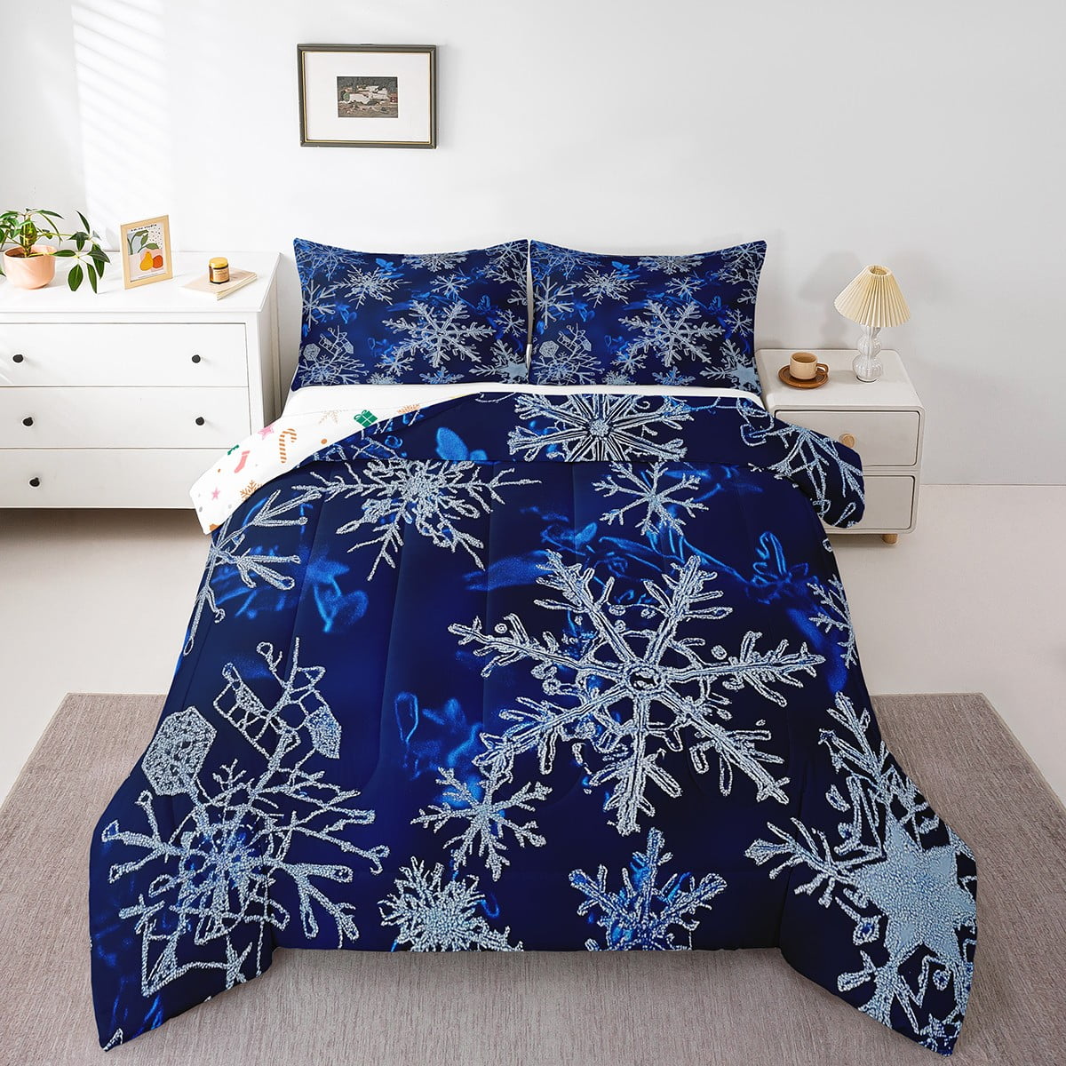 Click here for Yst Blue And White Snowflake Full Bedding Set wint... prices