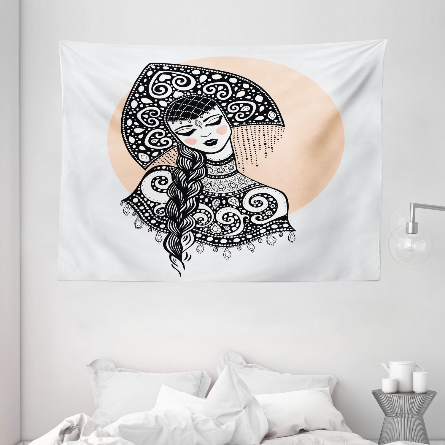 Russian Tapestry, Ethnic Slavic Woman in Folk Clothes Ornamental Moscow ...