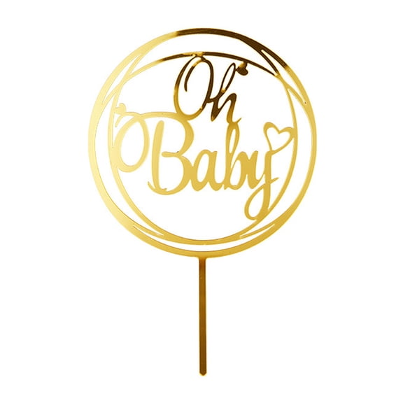 Baby Shower Cake Topper Rose Gold - "OH BABY" - 6.5" x 4" Double Sided ...