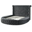 Elizabeth Upholstered Velvet Round Storage Queen Size Bed in Black ...