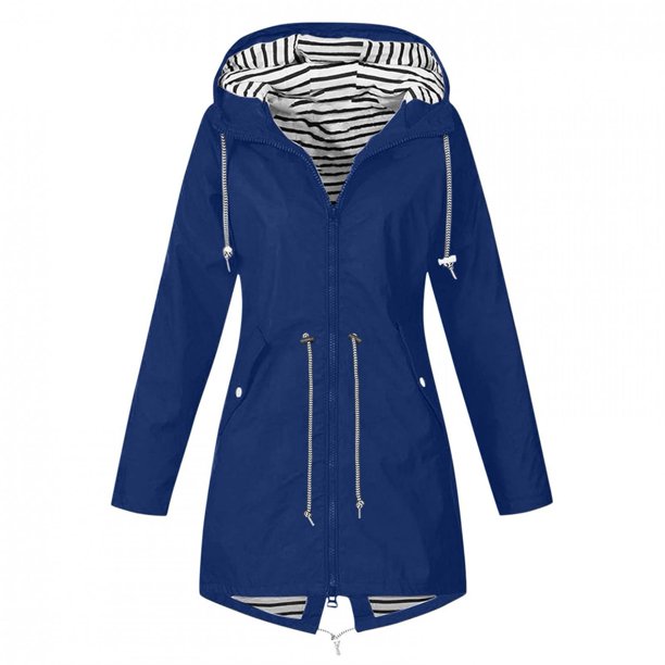 Loyisvidion Plus Size Raincoat Women Waterproof Long Hooded Trench