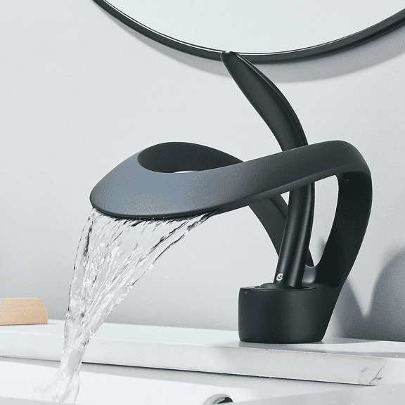 8 Inch Widespread Waterfall Bathroom Sink Faucet - 3 Hole 2 Handle ...