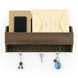 Oumilen Rustic Wooden Wall Mail Organizer with Key Hooks for Entryway ...