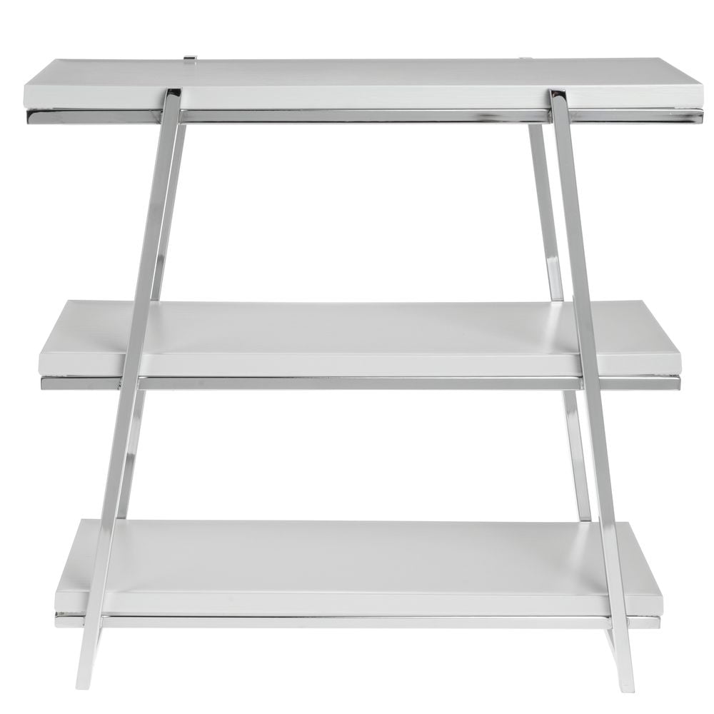 HUBERT® Cerve Collection Chrome 3-Tier Buffet Stand with White Shelves ...