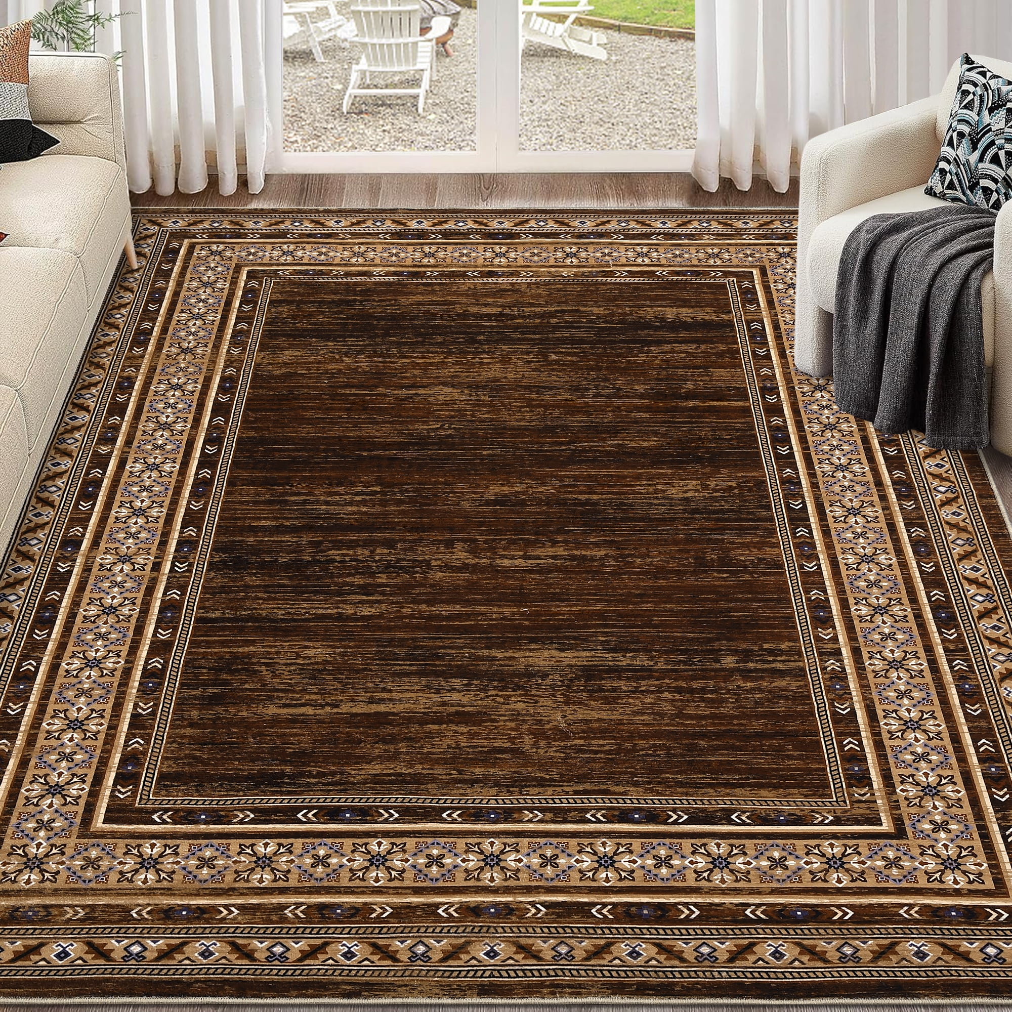 Click here for Solled Washable Area Rug Modern Geometric Bordered... prices