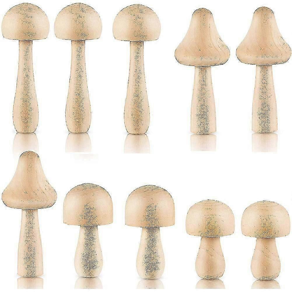 10 Pieces Big Sizes Unfinished Wooden Mushroom Unpainted Wooden ...