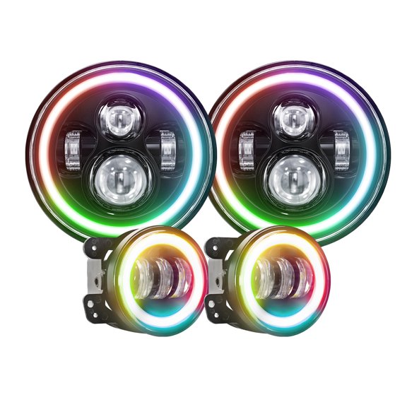 Sunpie 7" 5D LED Headlight with Halo Angel Eye Ring & DRL & Turn Signal ...