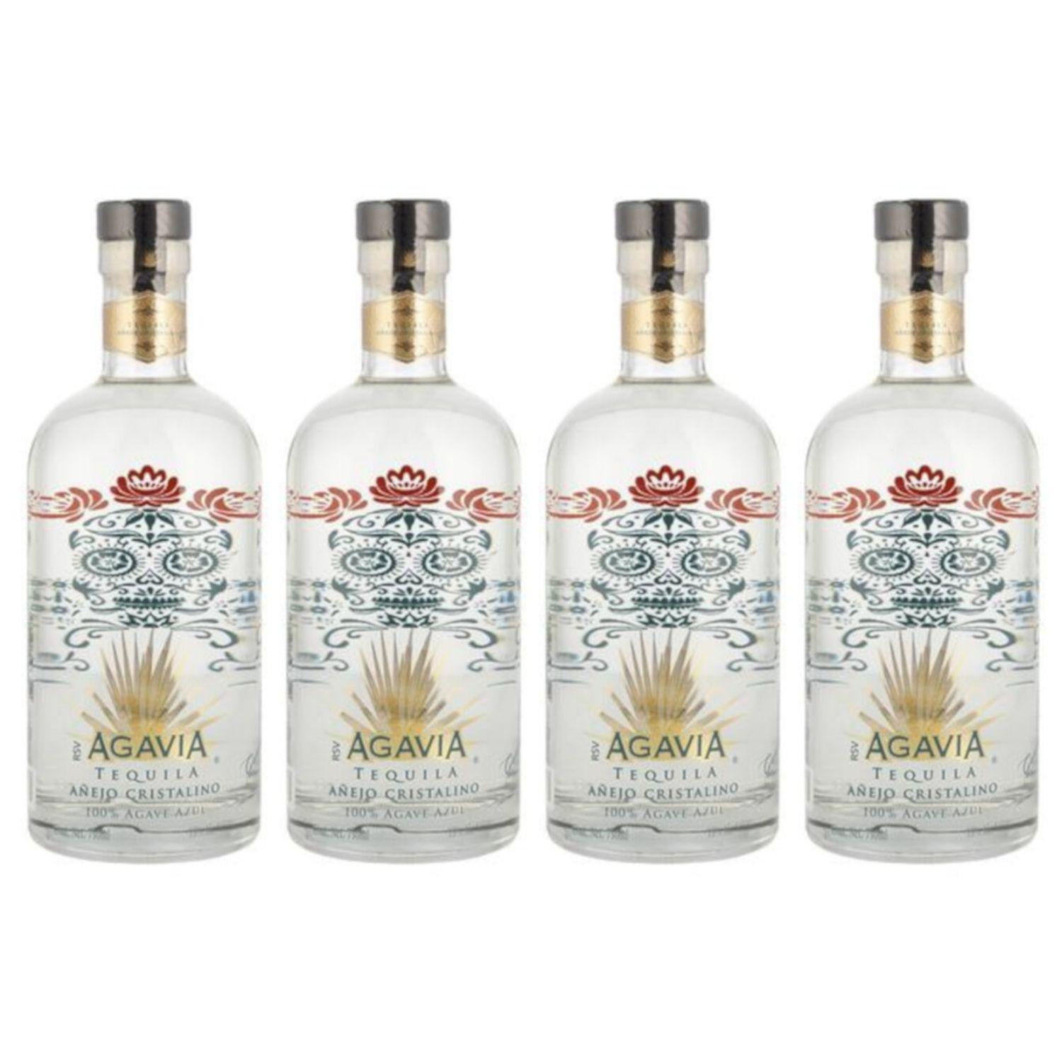Pack de 4 Tequila Agavia Añejo Cristalino 750 ml | Bodega Aurrera en línea