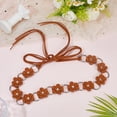 1 Set 1Pc Imitation Leather Flower Brass Ring Link Chain Waist Belly ...