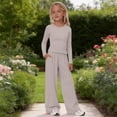 CPNG Girls 2 Piece Casual Outfit Set Solid Color Long Sleeve Slim Top ...