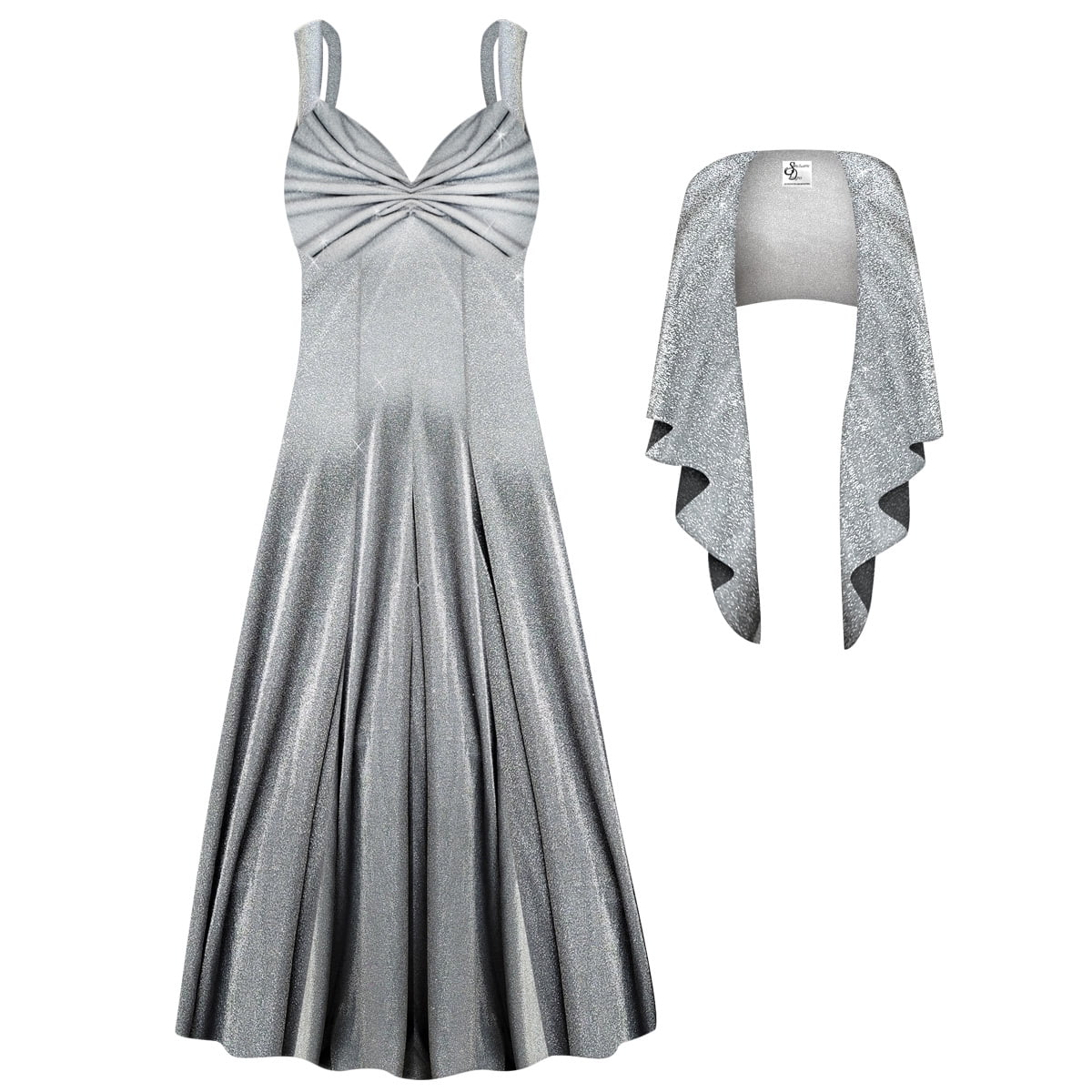 Plus Size 2x Tall Womens Dress Sparkling Silver Night with FREE Shawl ...