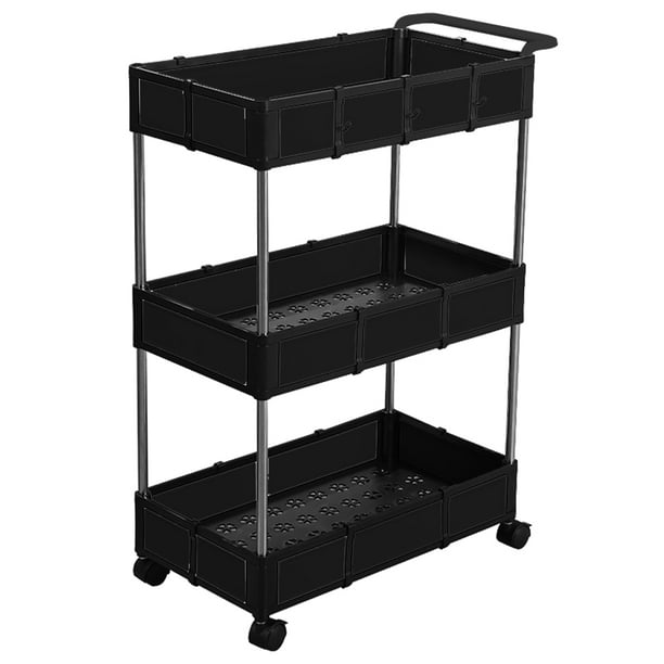 3-Layer Multifunctional Rolling Utility Cart with Detachable Baskets 4 ...