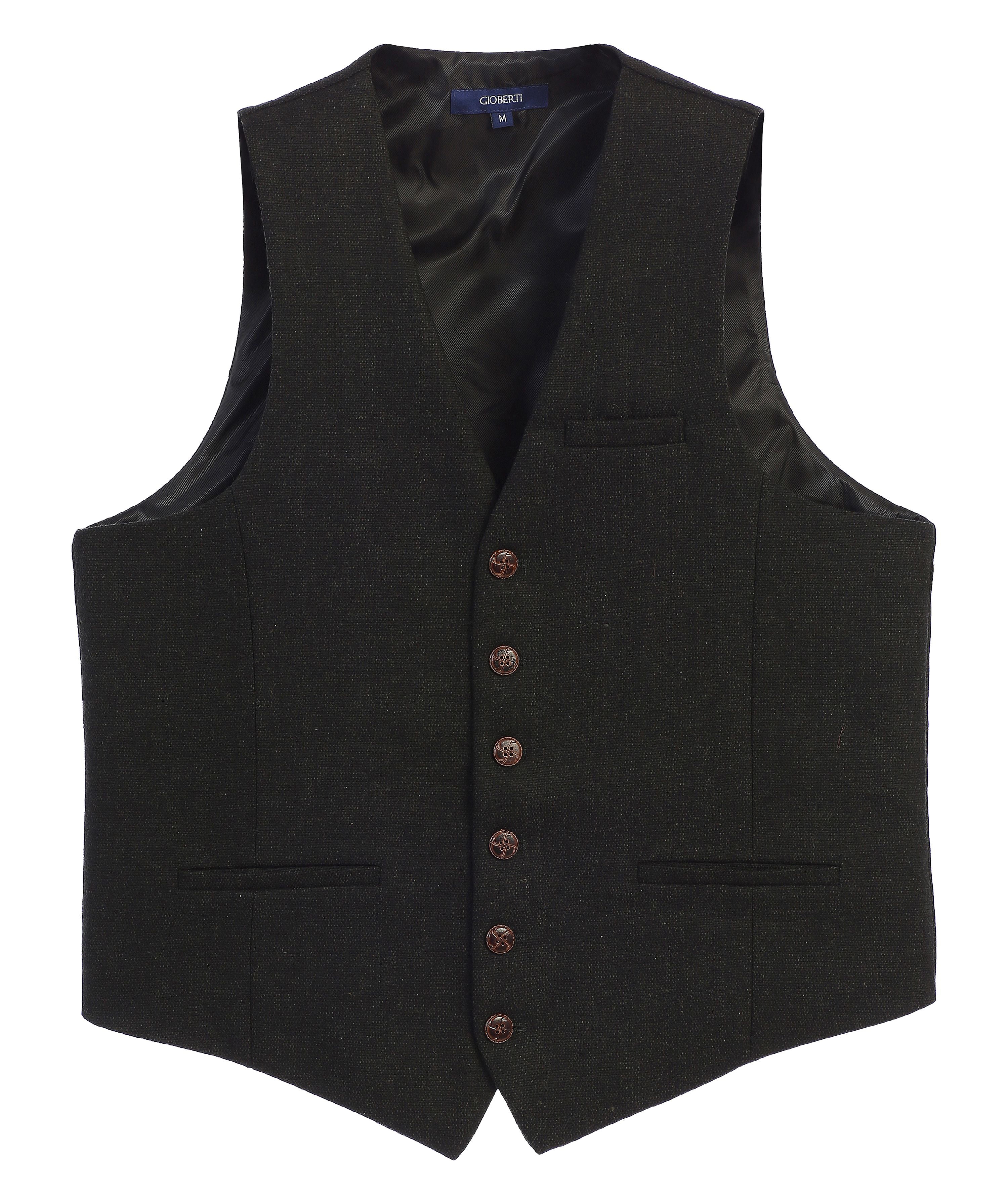 Gioberti Men's 6 Button Slim Fit Formal Herringbone Tweed Vest ...