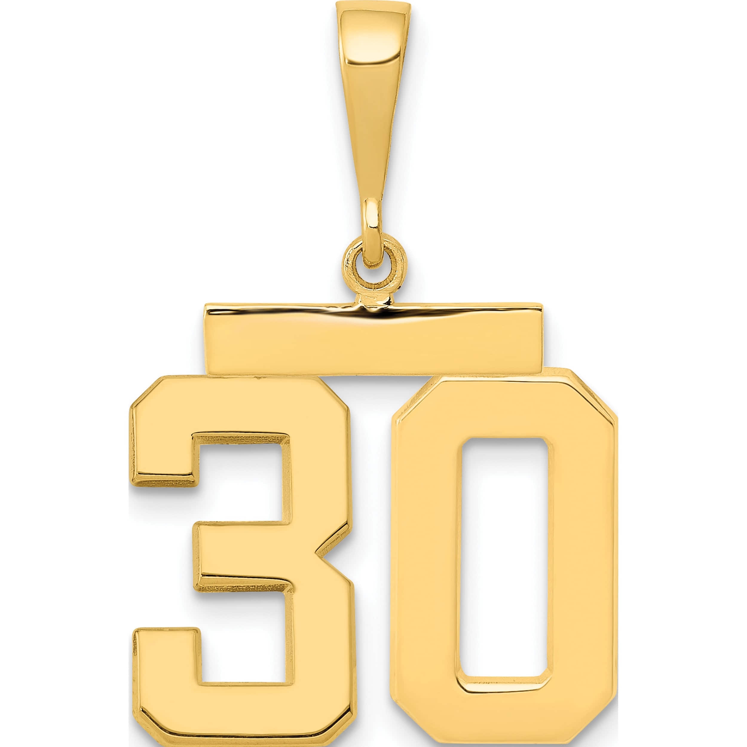 14K Yellow Gold Medium Polished Number 30 Charm Made In United States ...