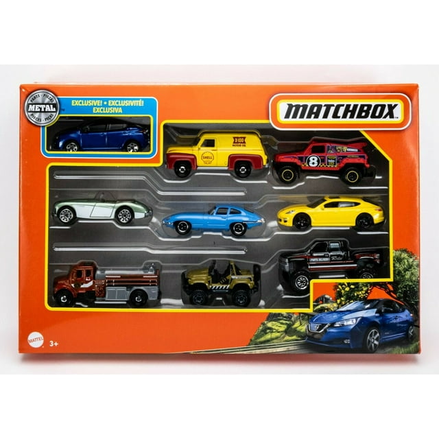 Matchbox 9-Pack Gift Set with Exclusive Nissan Leaf Blue - Walmart.com