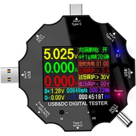 USB Power Meter UD18 Type C DC Digital Multimeter Voltmeter Ammeter ...