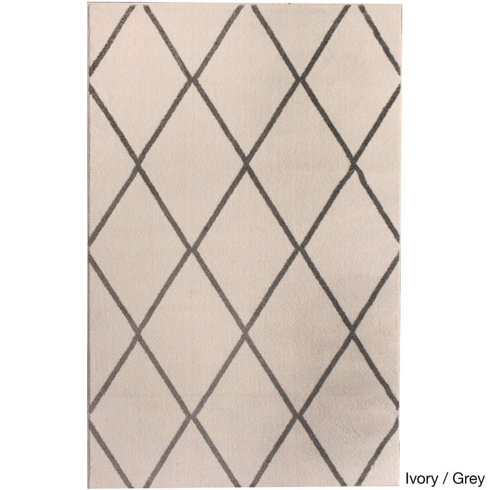 Super Area Rugs, Metro Stain-Resistant Gray & White Diamond Rug, 5' X 8 ...