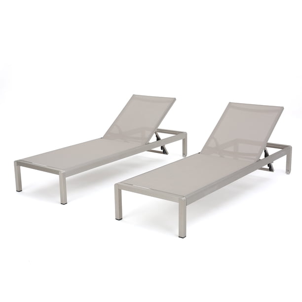 GDF Studio Crested Bay Outdoor Mesh and Aluminum Armless Adjustable ...