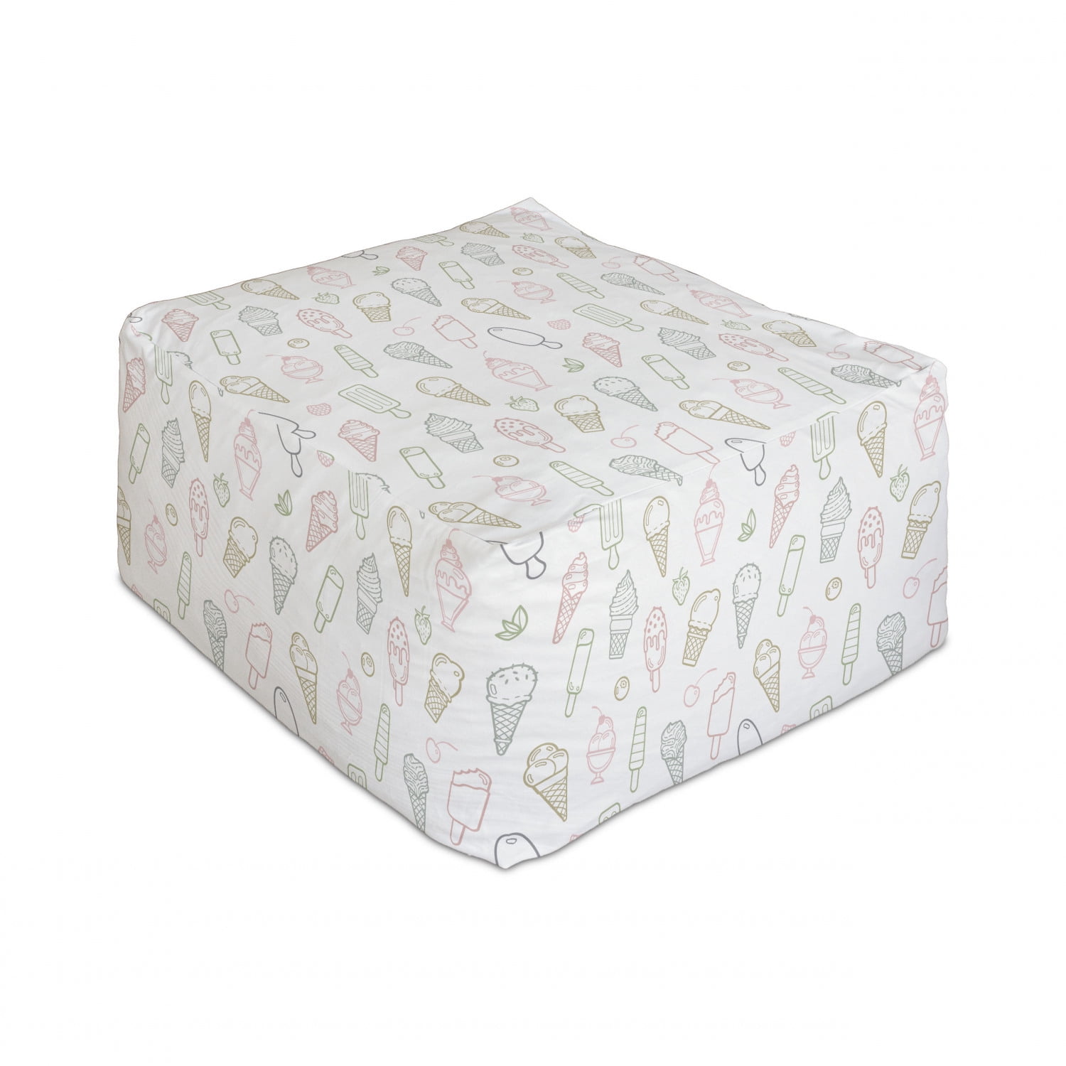 Ice Cream Rectangle Pouf, Different Types of Ice Cream Pastel Color ...