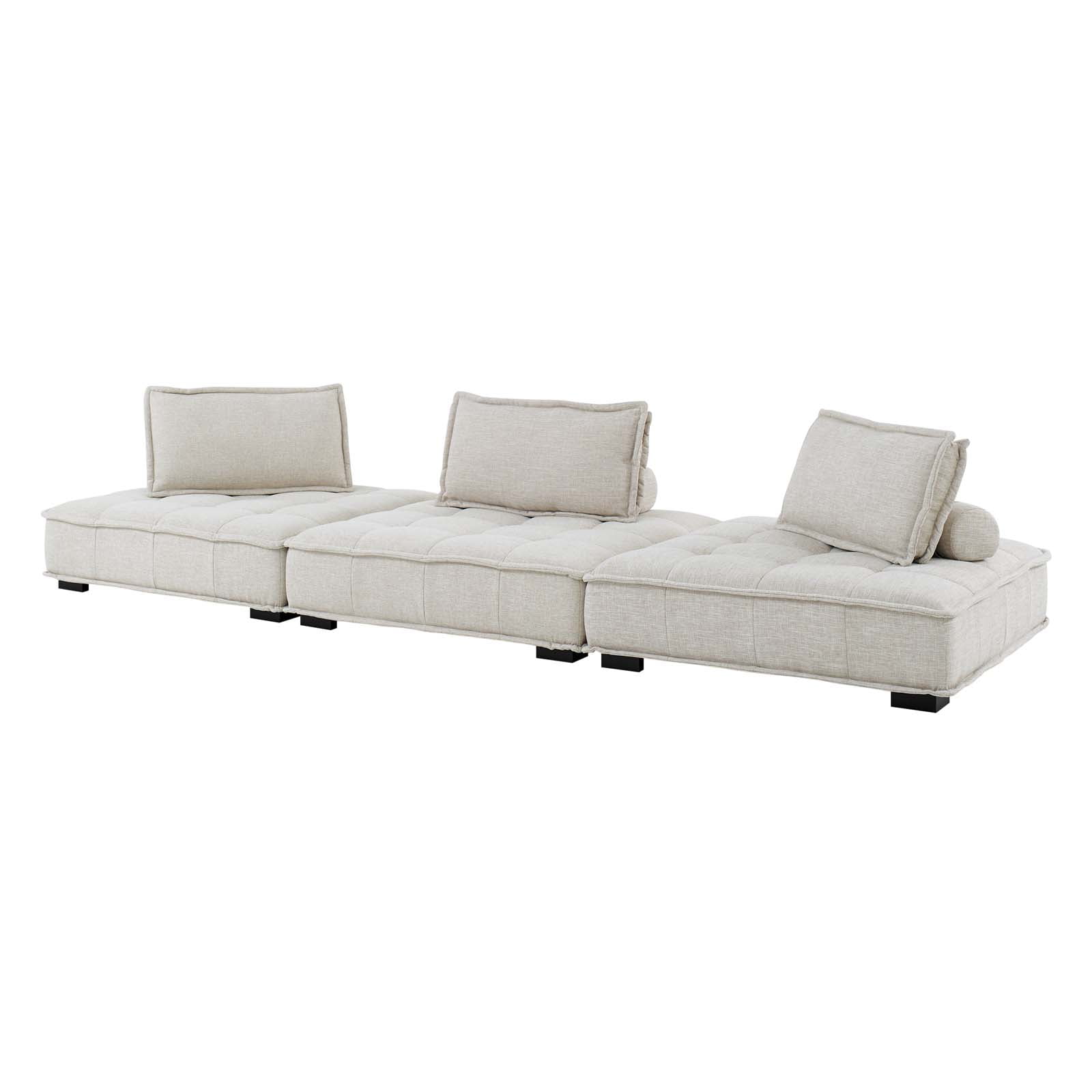 Modular Deep Tufted Sofa Set, Beige, Fabric, Modern Contemporary French ...