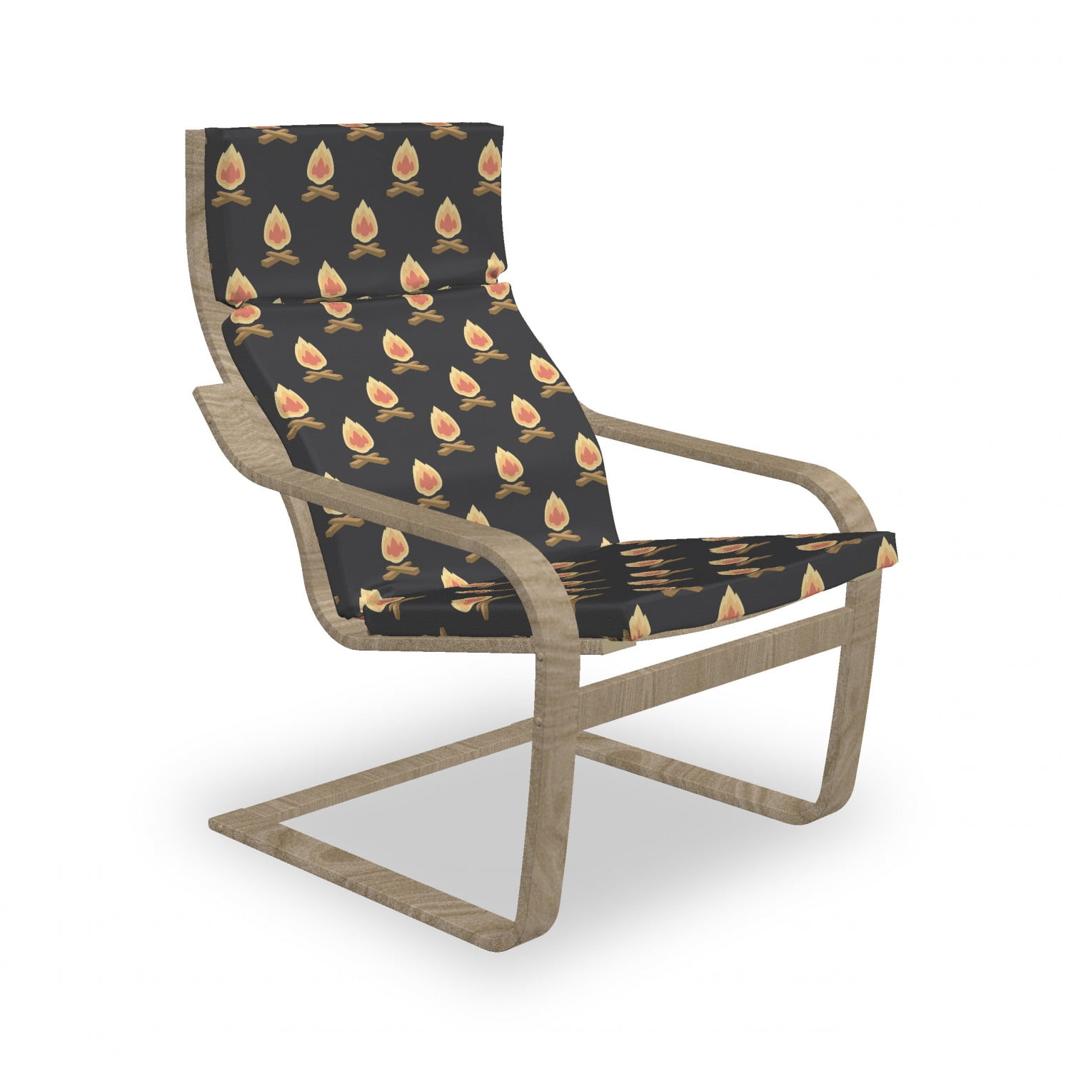Happy Camper Armchair Pad and Slipcover, Pattern of Repetitive Bonfire ...